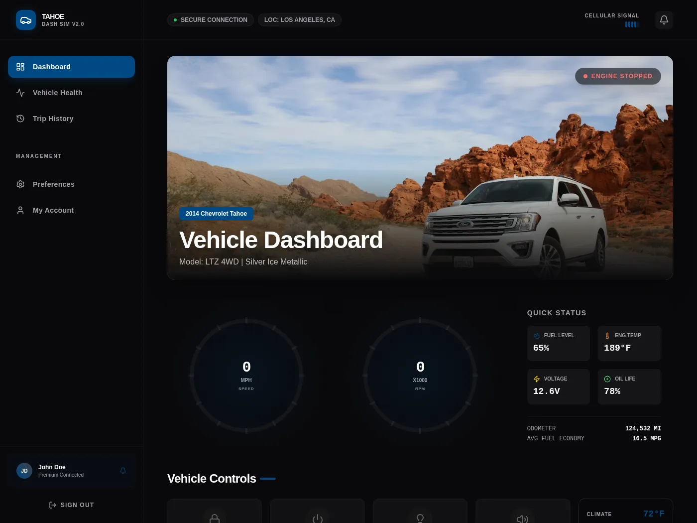 Tahoe Dash Simulator