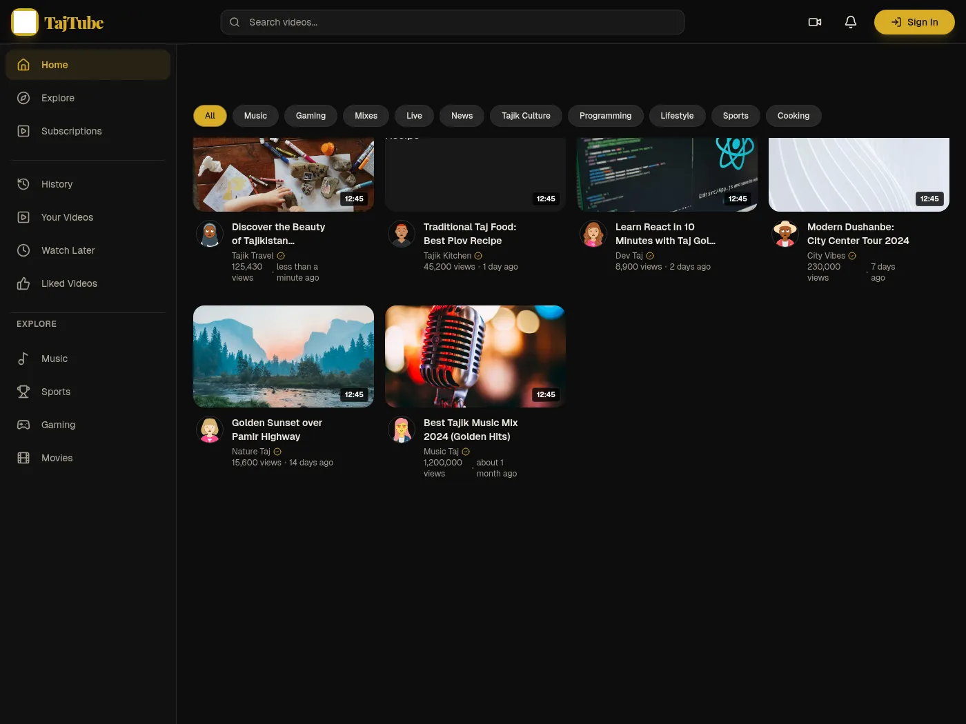 TajTube Video Platform