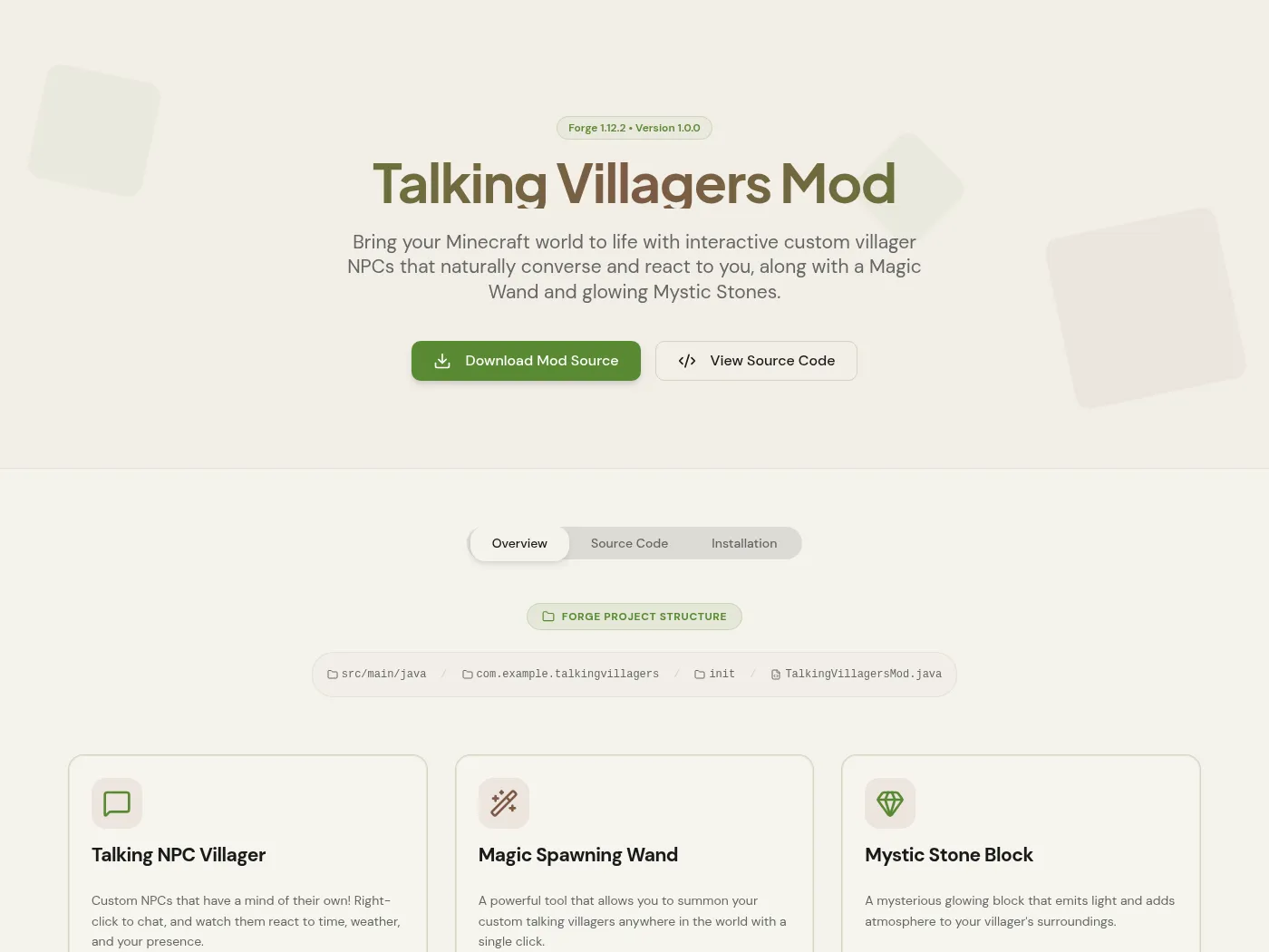 Talking Villagers Mod