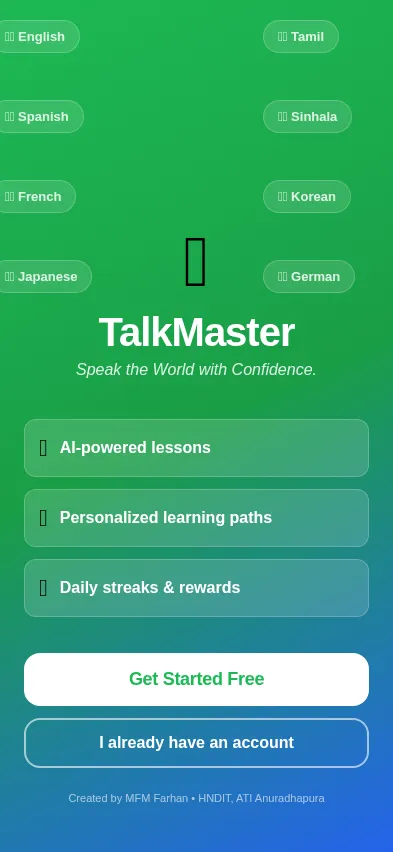 TalkMaster AI Language App