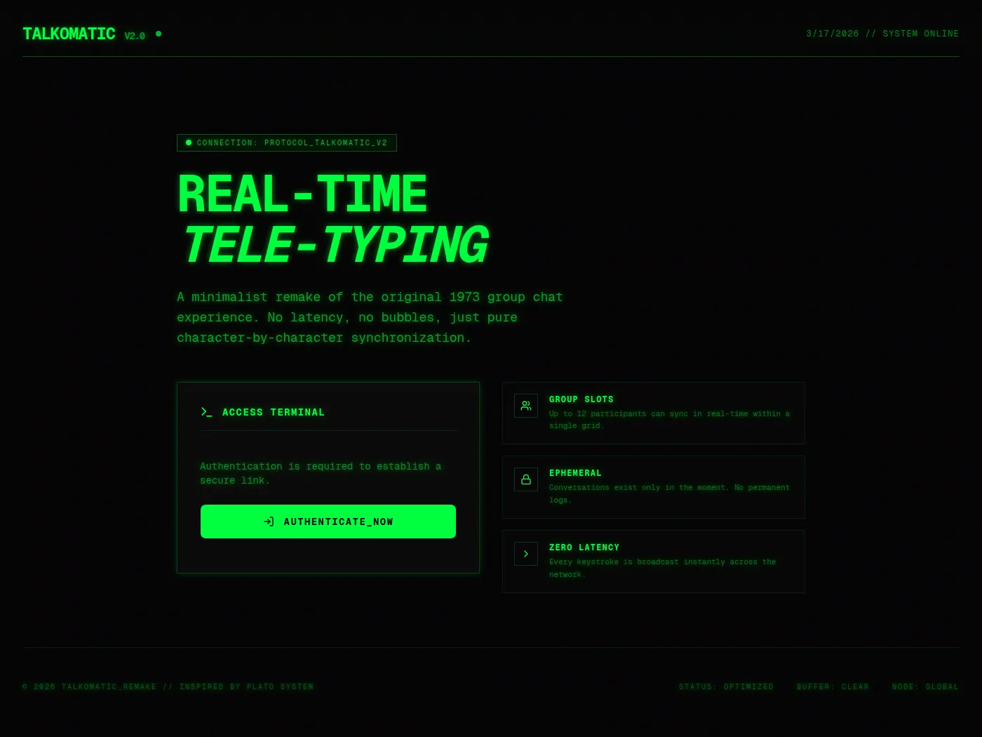 Talkomatic Reimagined