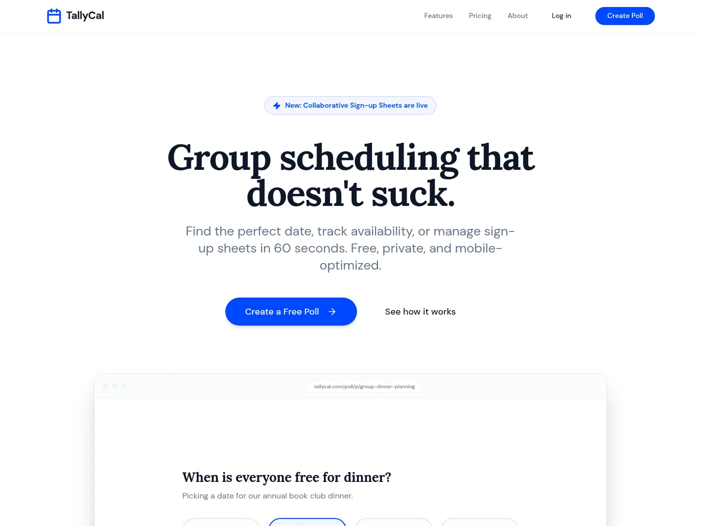 TallyCal Homepage Redesign