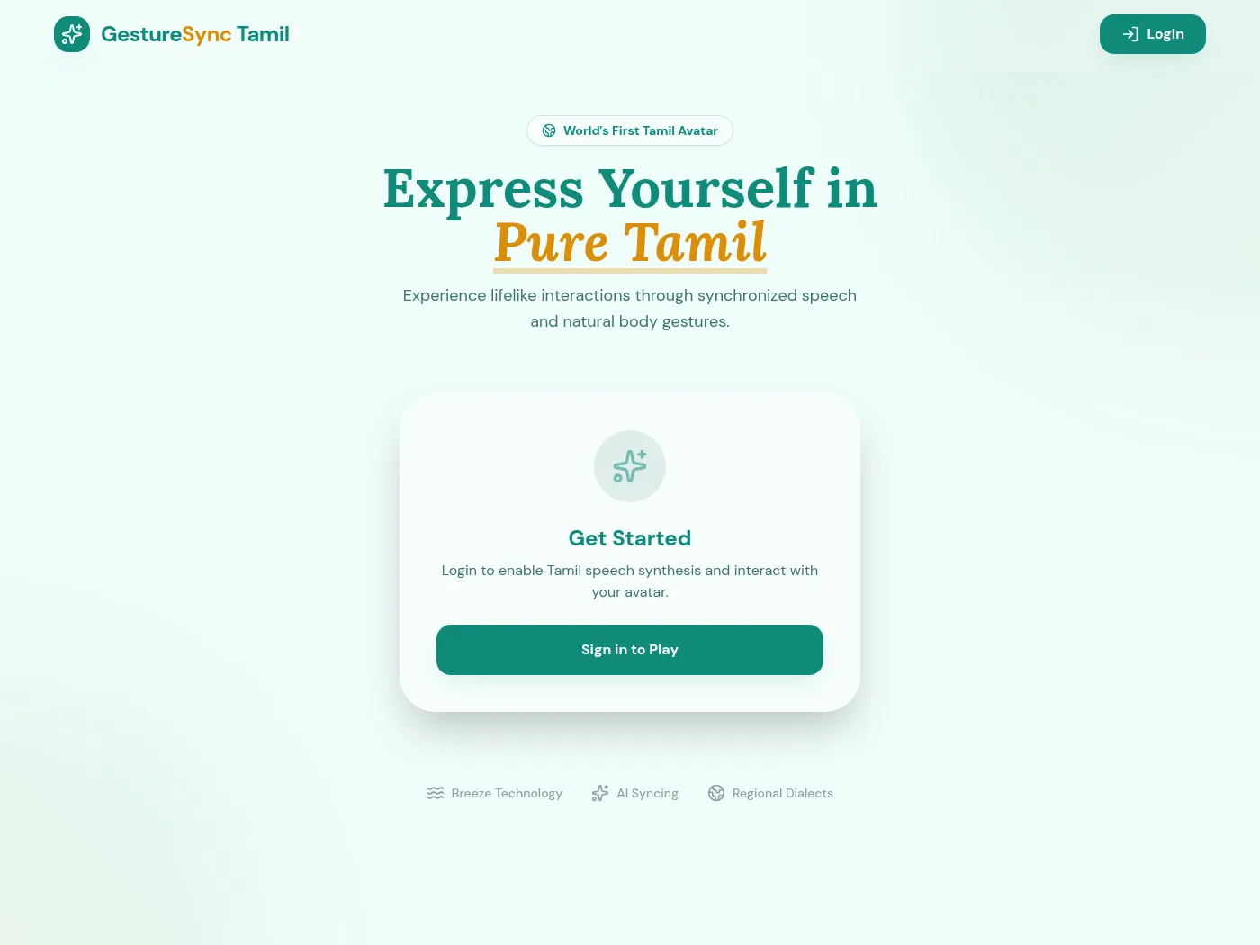 GestureSync Tamil Avatar