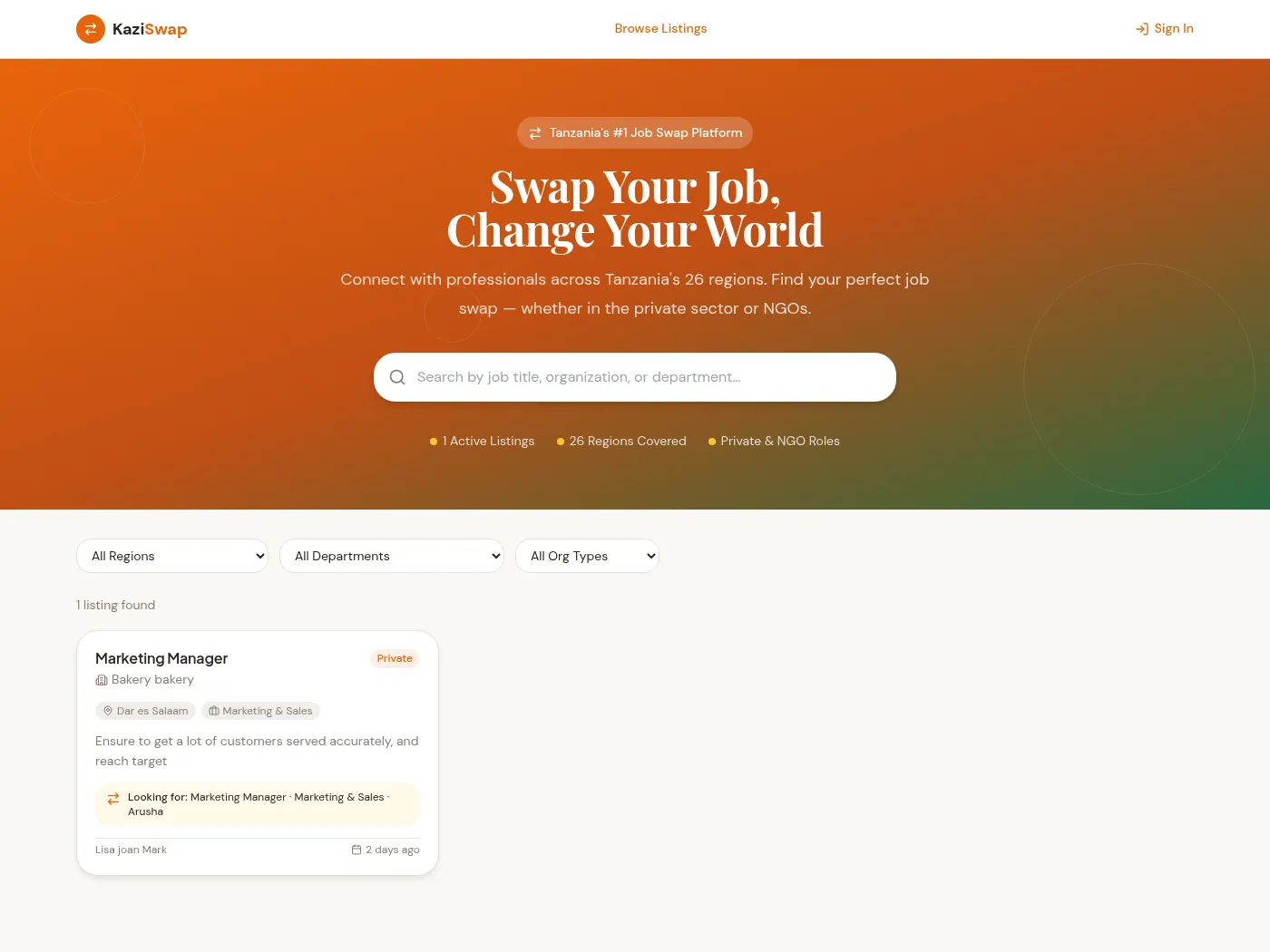 Tanzania Job Swapper