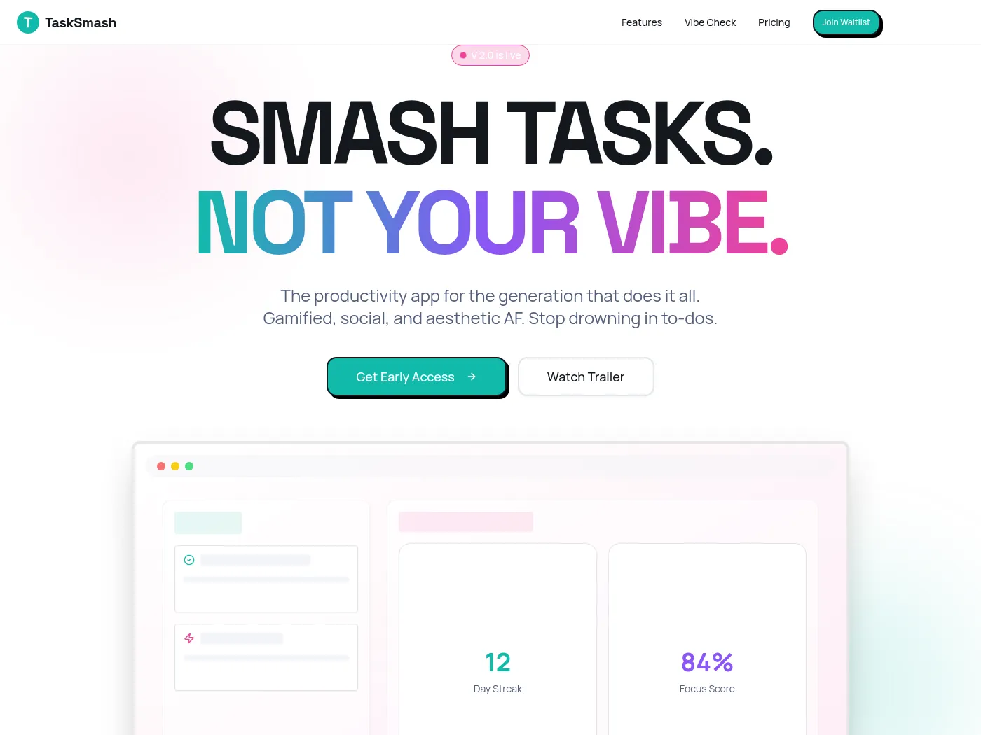 TaskSmash Landing Page