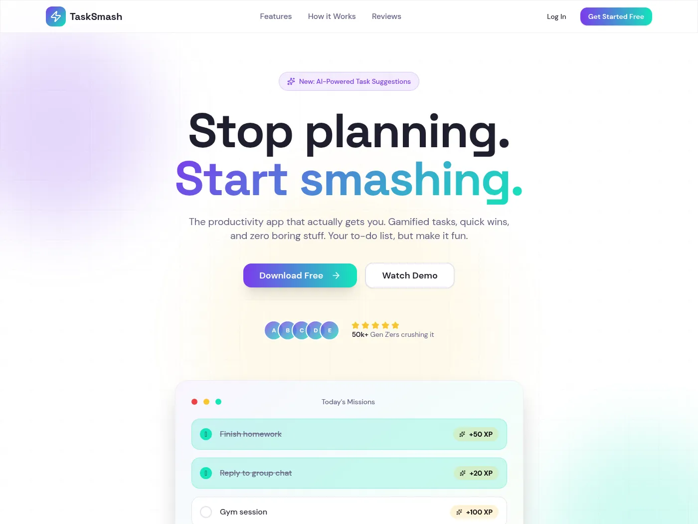 TaskSmash Landing Page