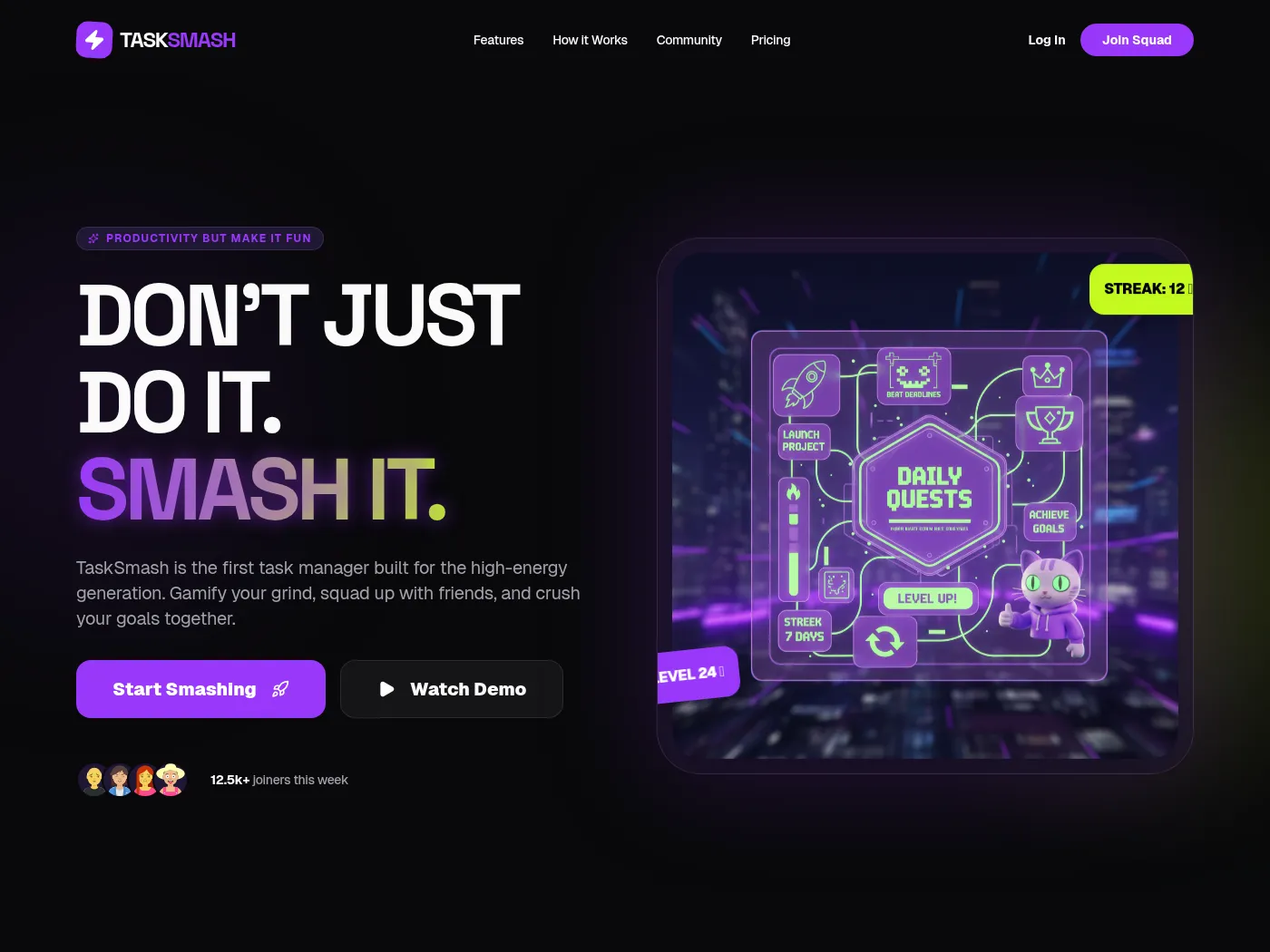 TaskSmash Landing Page