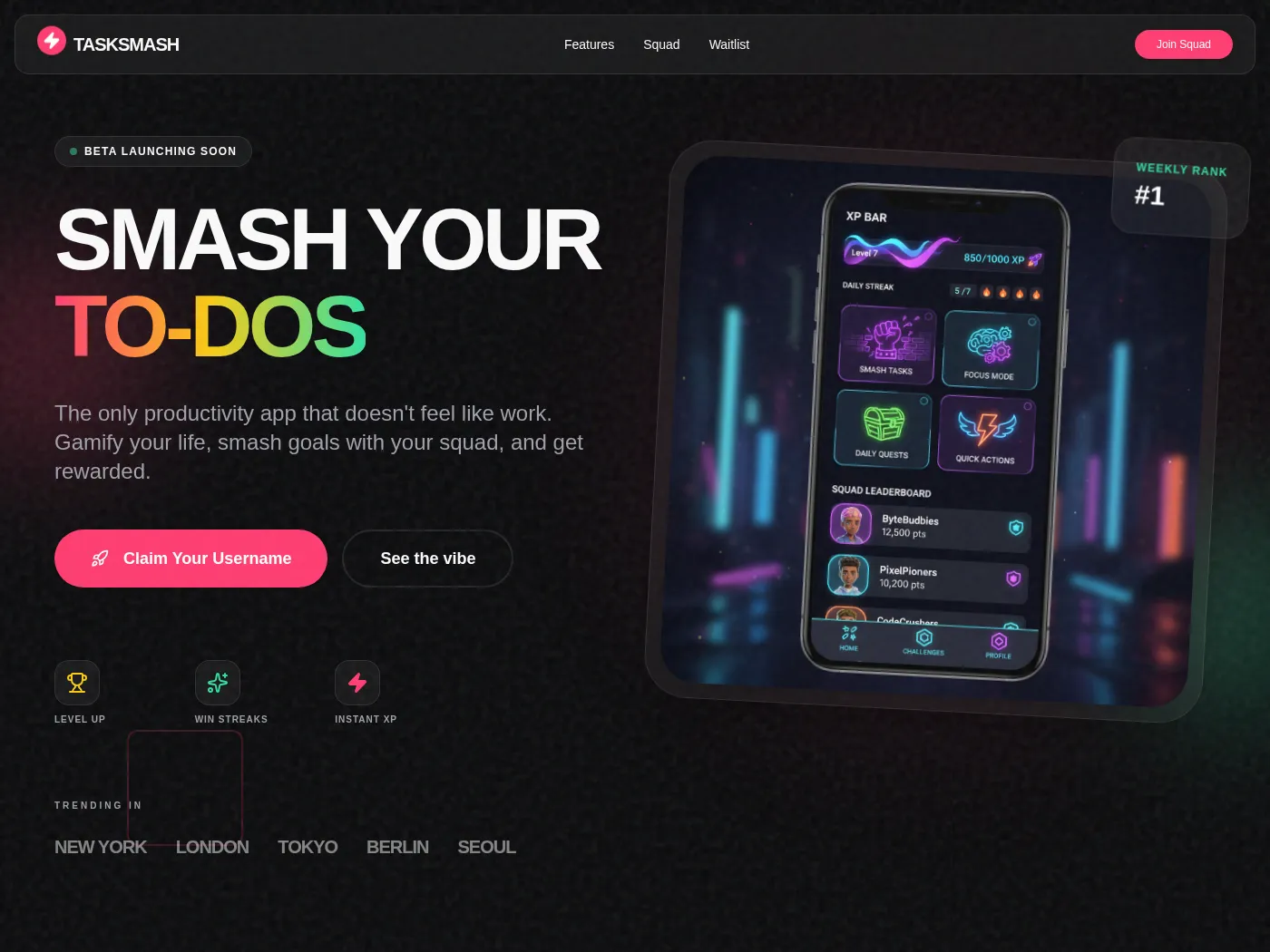 TaskSmash Landing Page