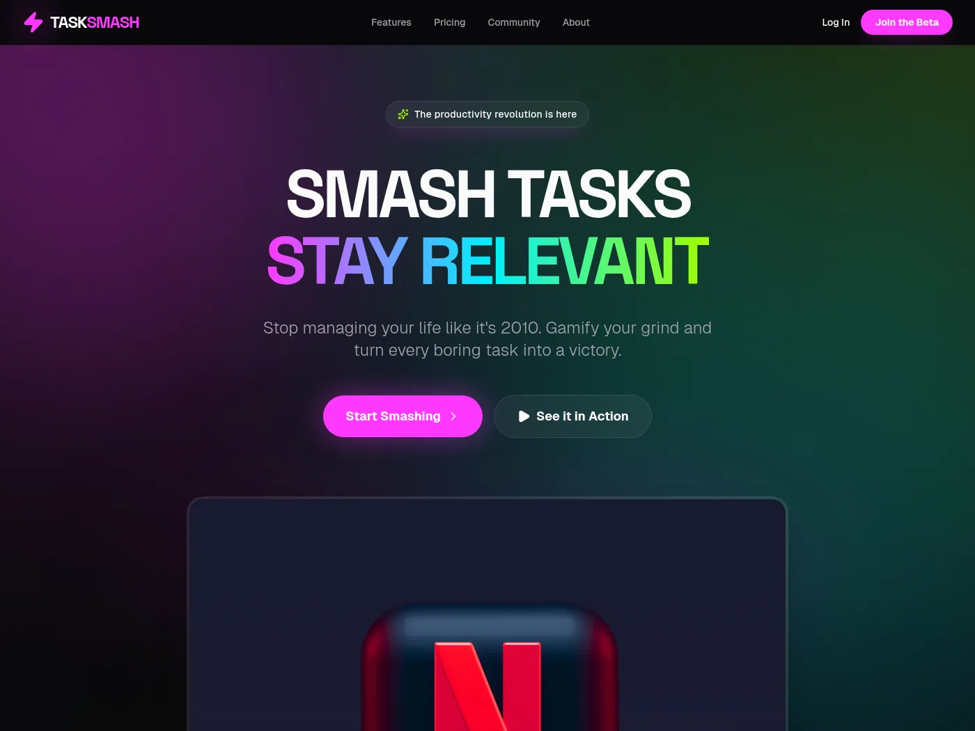 TaskSmash Landing Page