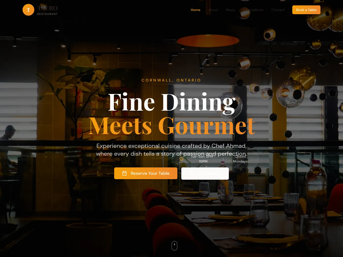 Tauro Restaurant Web Revamp