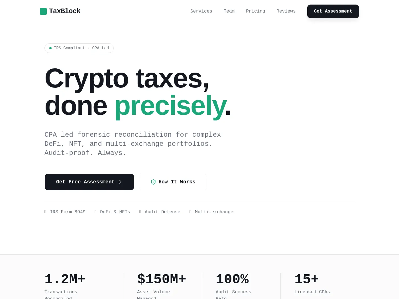 TaxBlock Crypto Tax Site