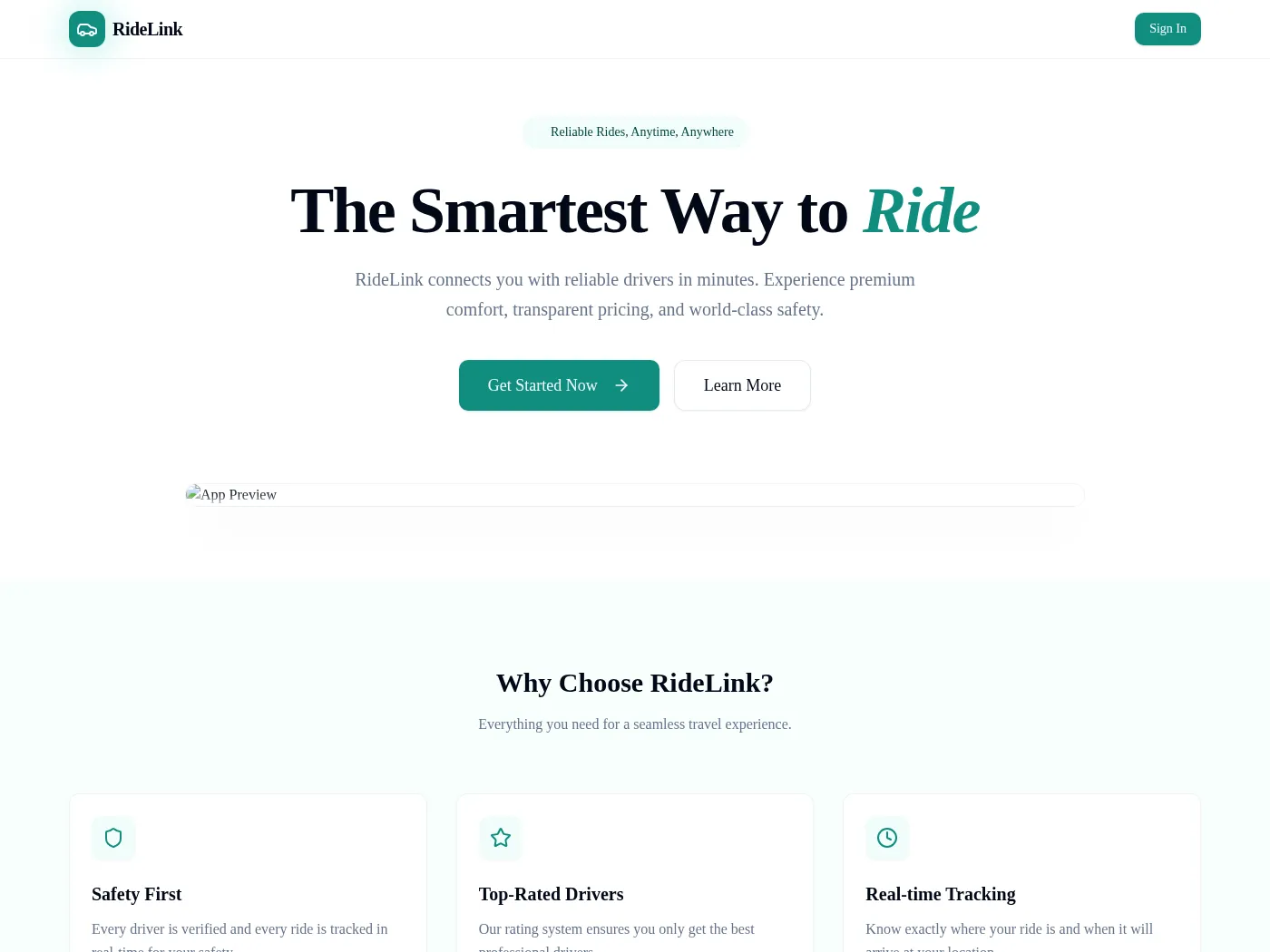 RideLink Taxi App