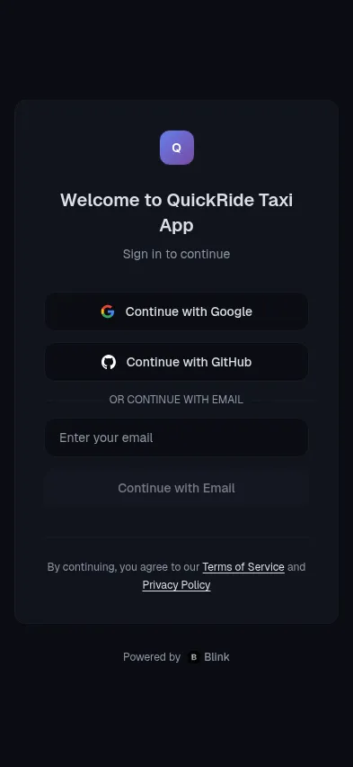 QuickRide Taxi App