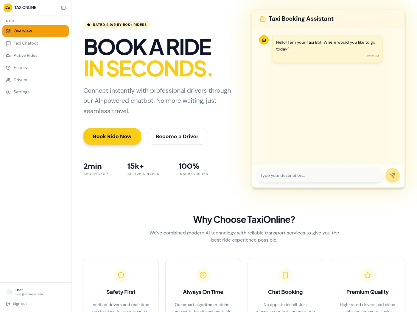 Taxi Chatbot Online