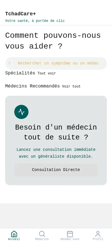 TchadCare Teleconsult App (Remix)