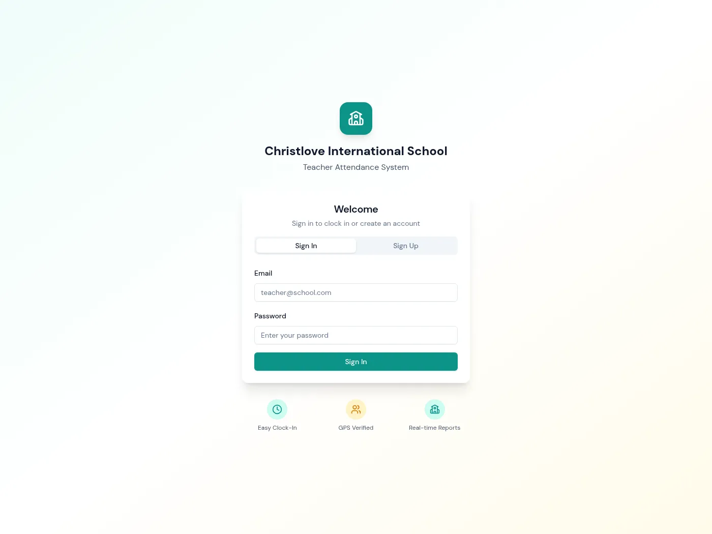 School Staff Clock-In App