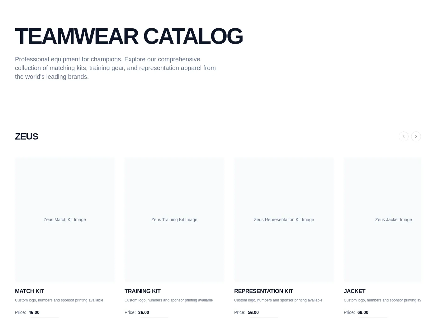 Teamwear Catalog Web