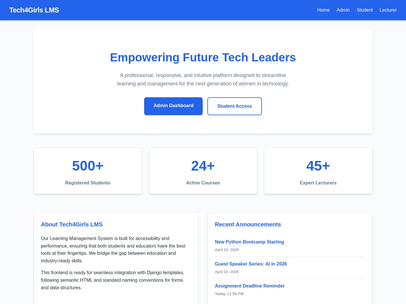 Tech4Girls LMS Frontend