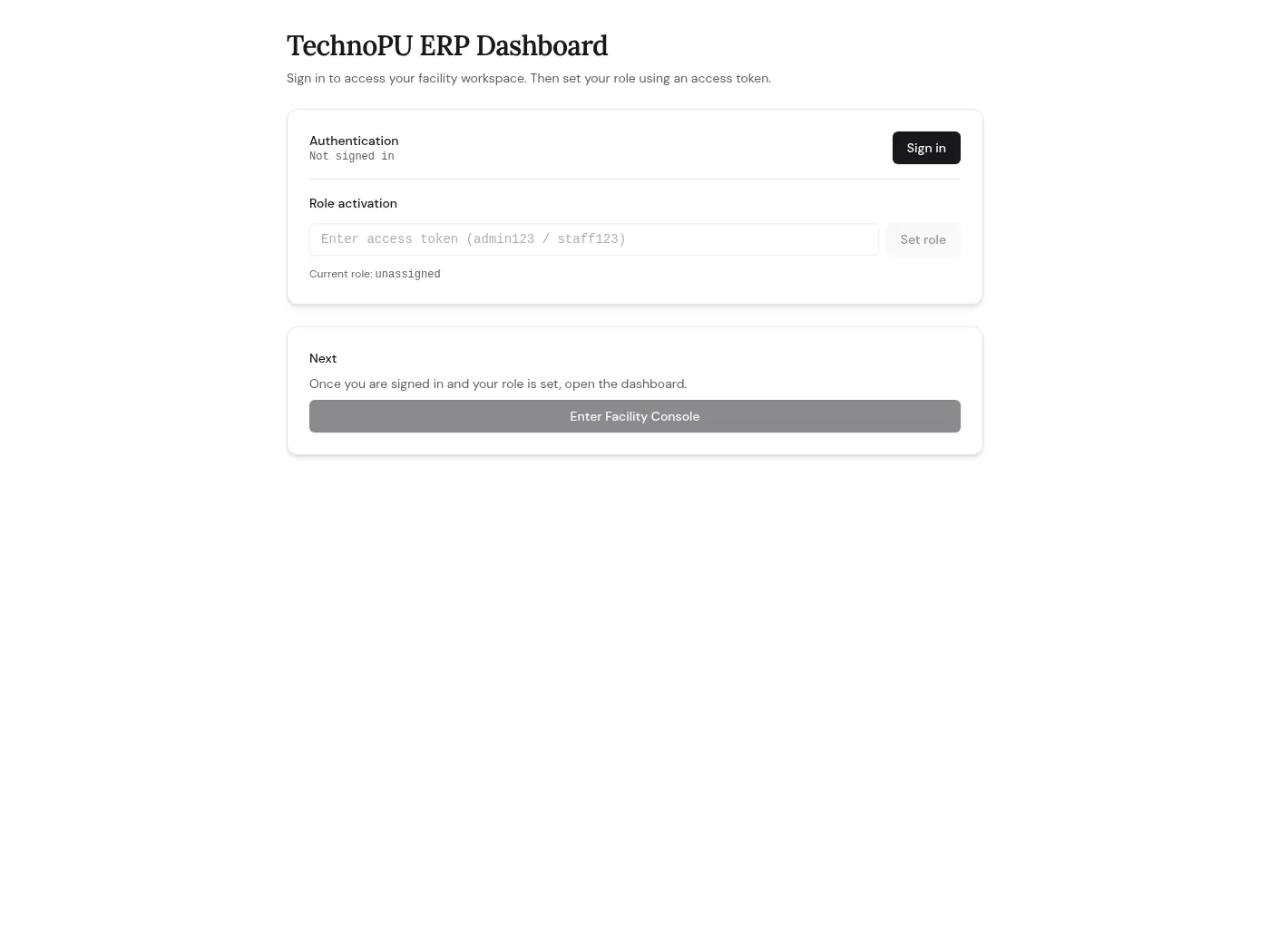 TechnoPU ERP Dashboard