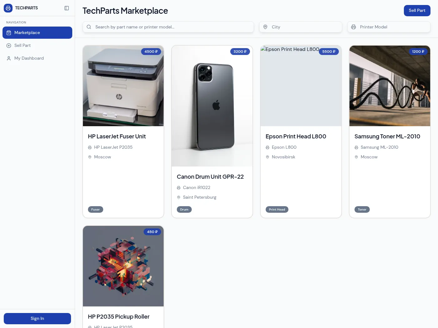 TechParts Marketplace