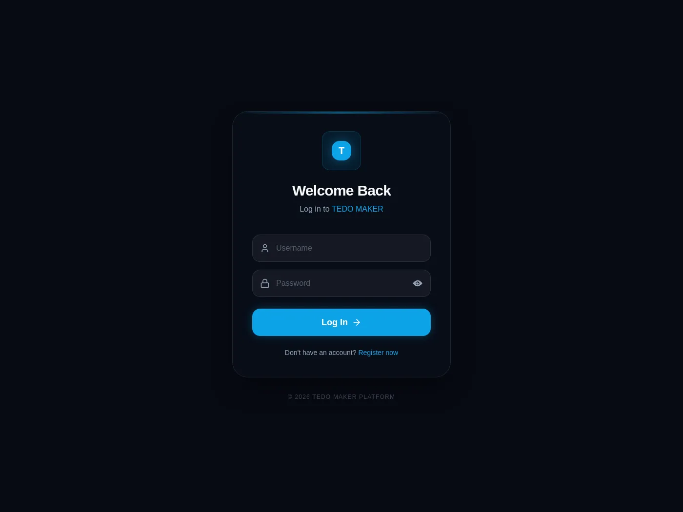 TEDO Maker Login Redesign