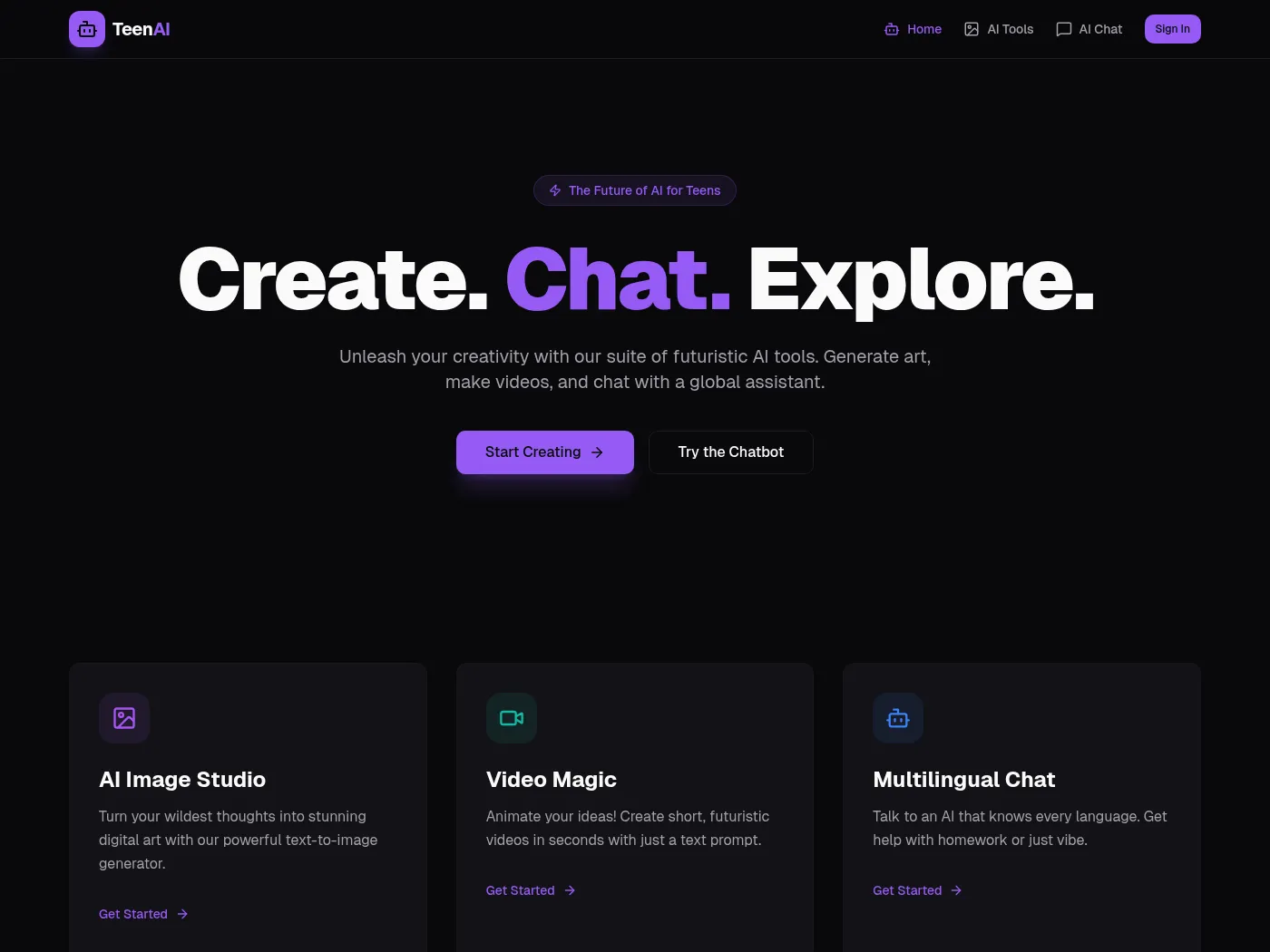 TeenAI Web Hub