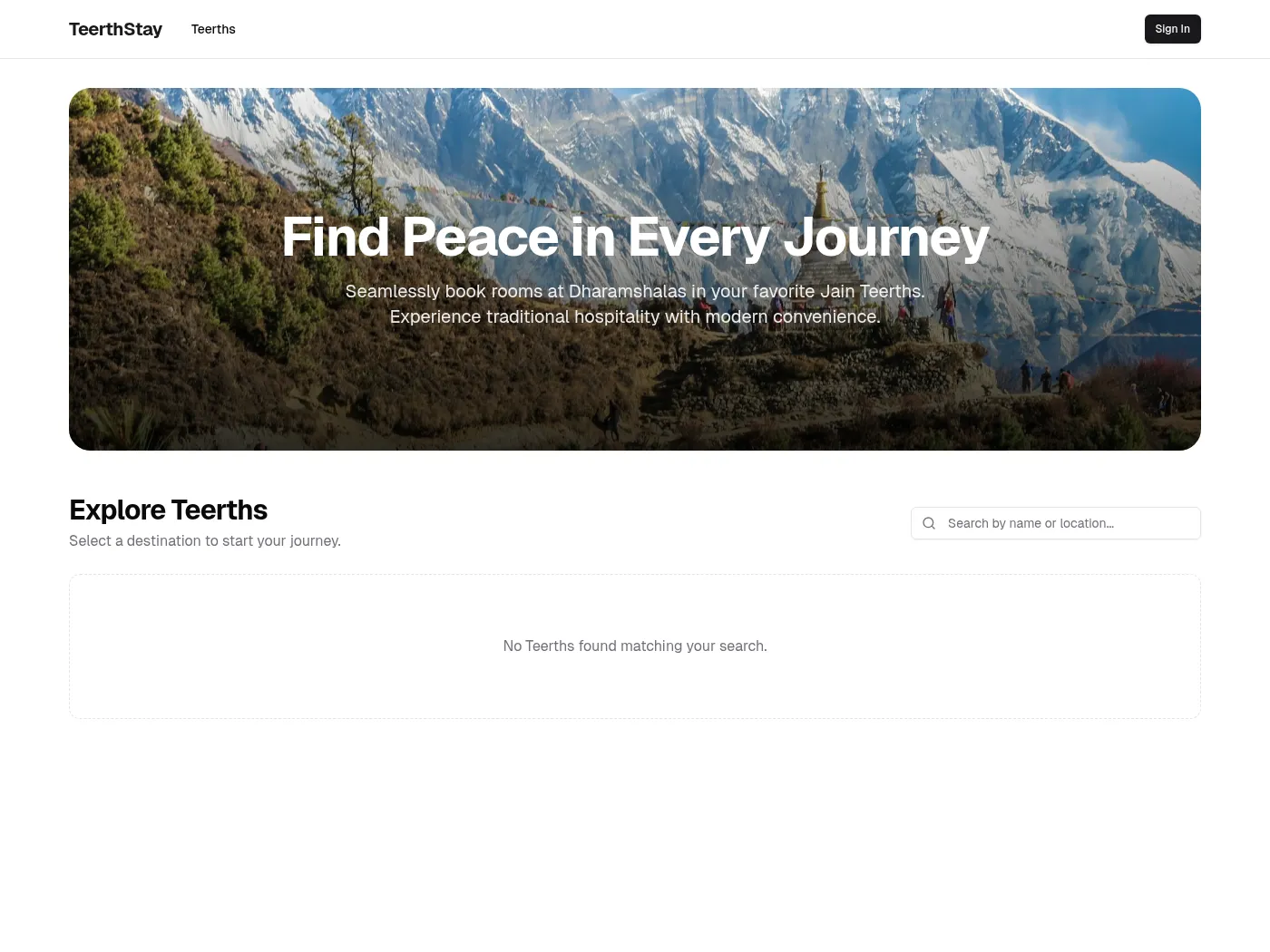 TeerthStay Booking Portal