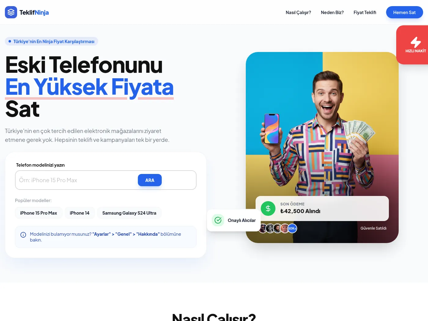 TeklifNinja Landing Page