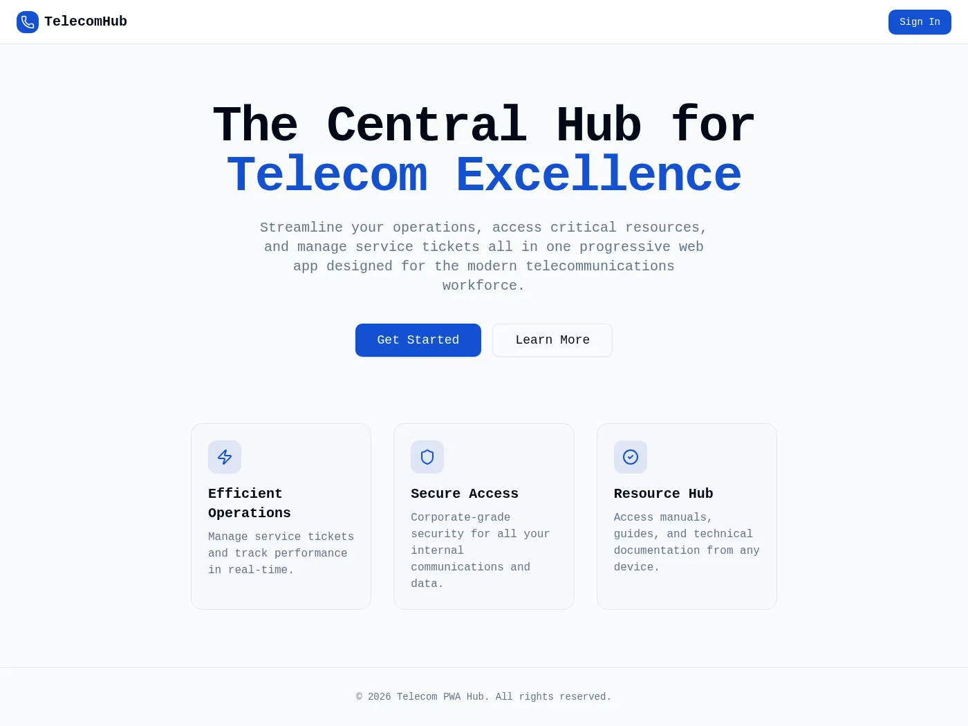 Telecom PWA Hub