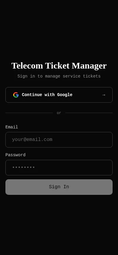 Telecom Ticket Manager