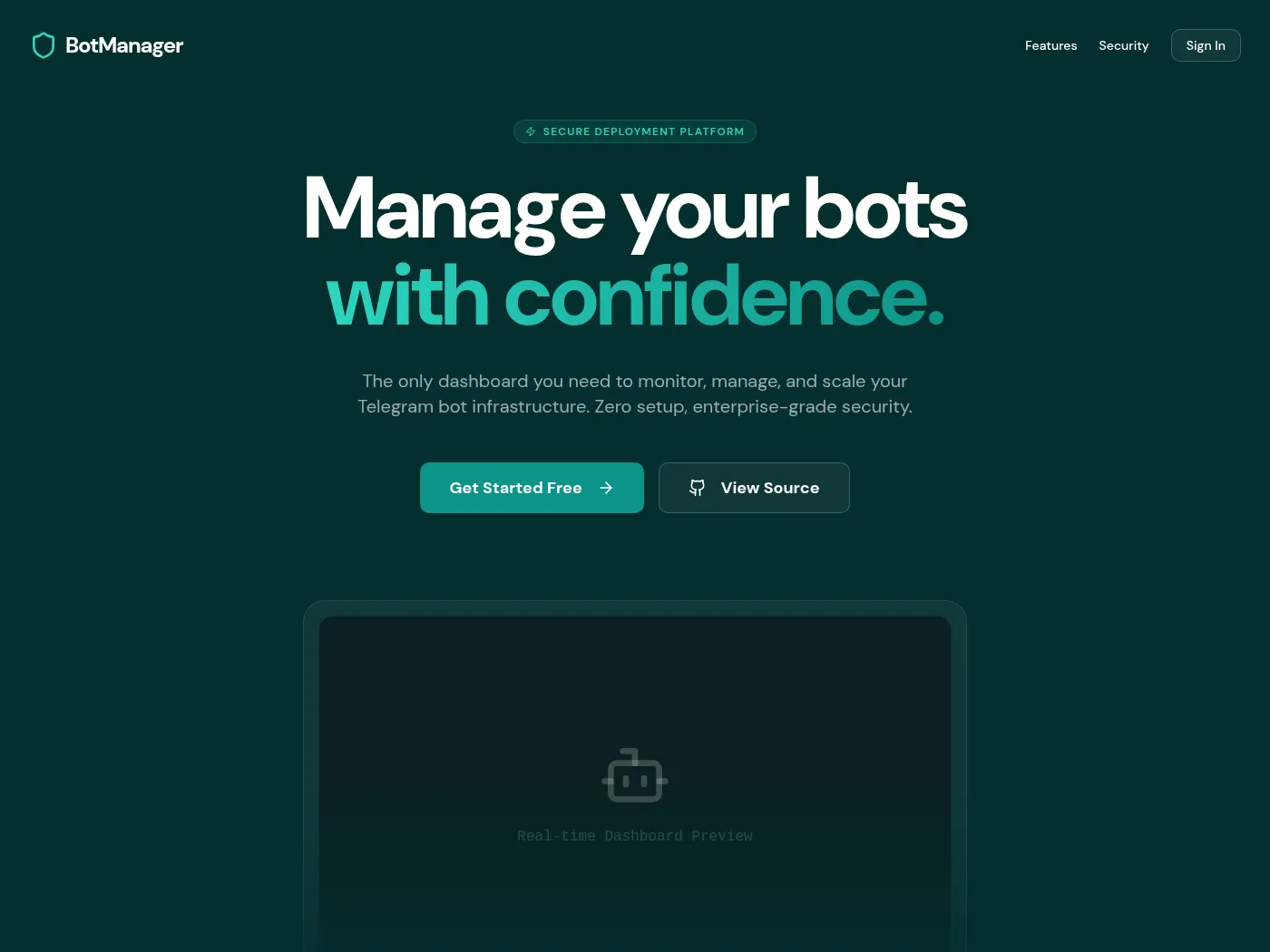 Secure Telegram Bot Manager