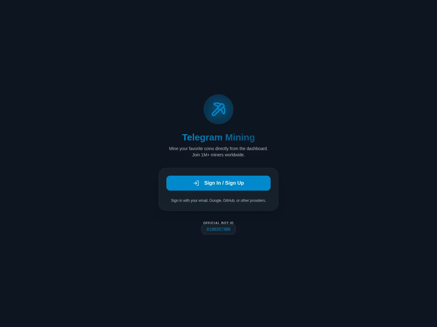 Telegram Mining Bot Dashboard