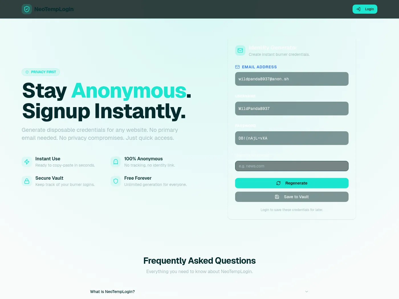 TempLogin Web