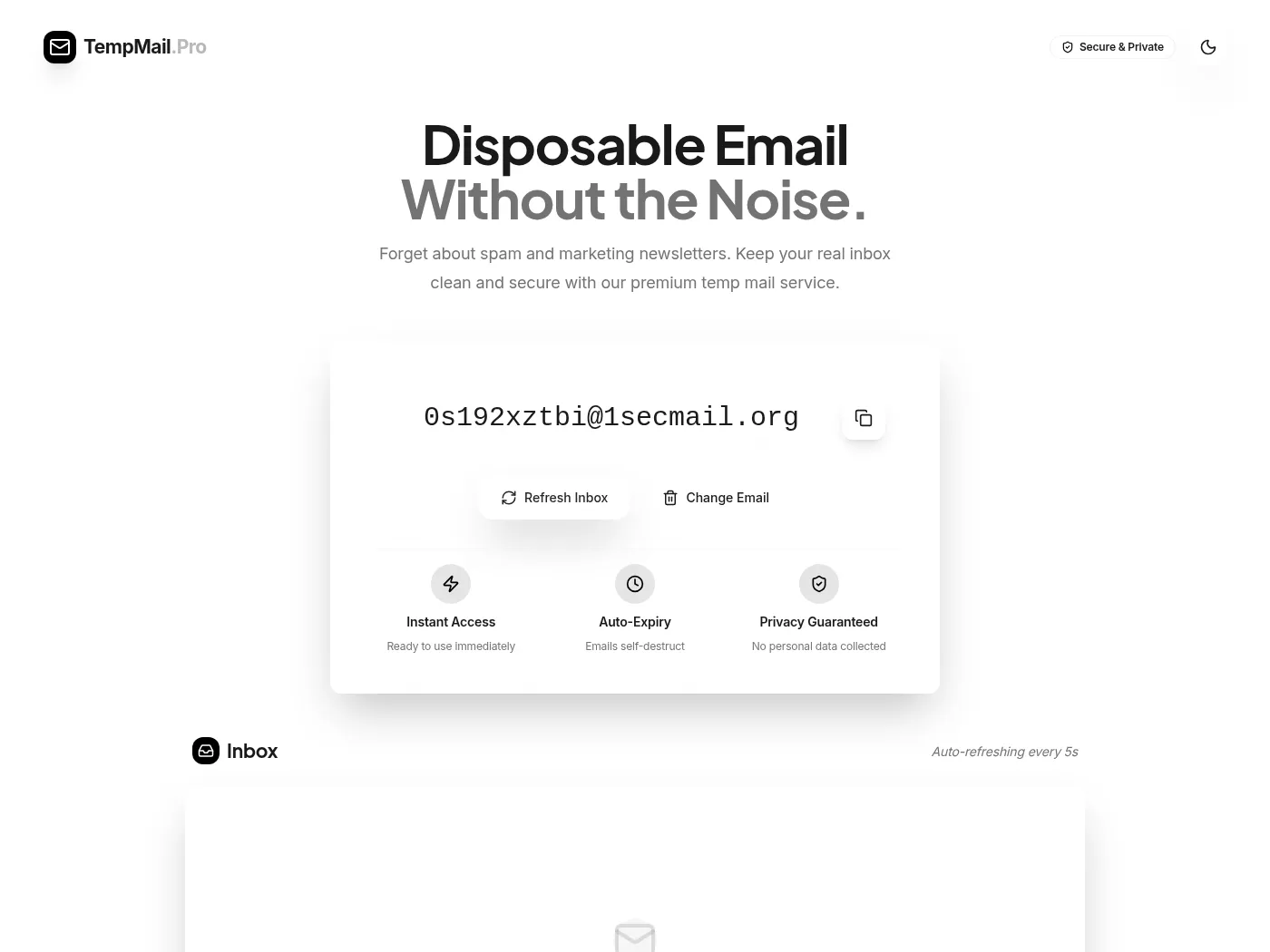 TempMail Modern UI