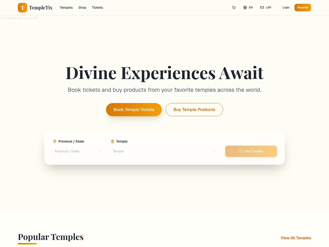 Temple Ecom & Ticket SaaS