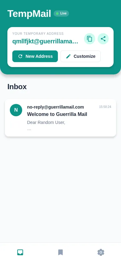 TempMail Redesign App