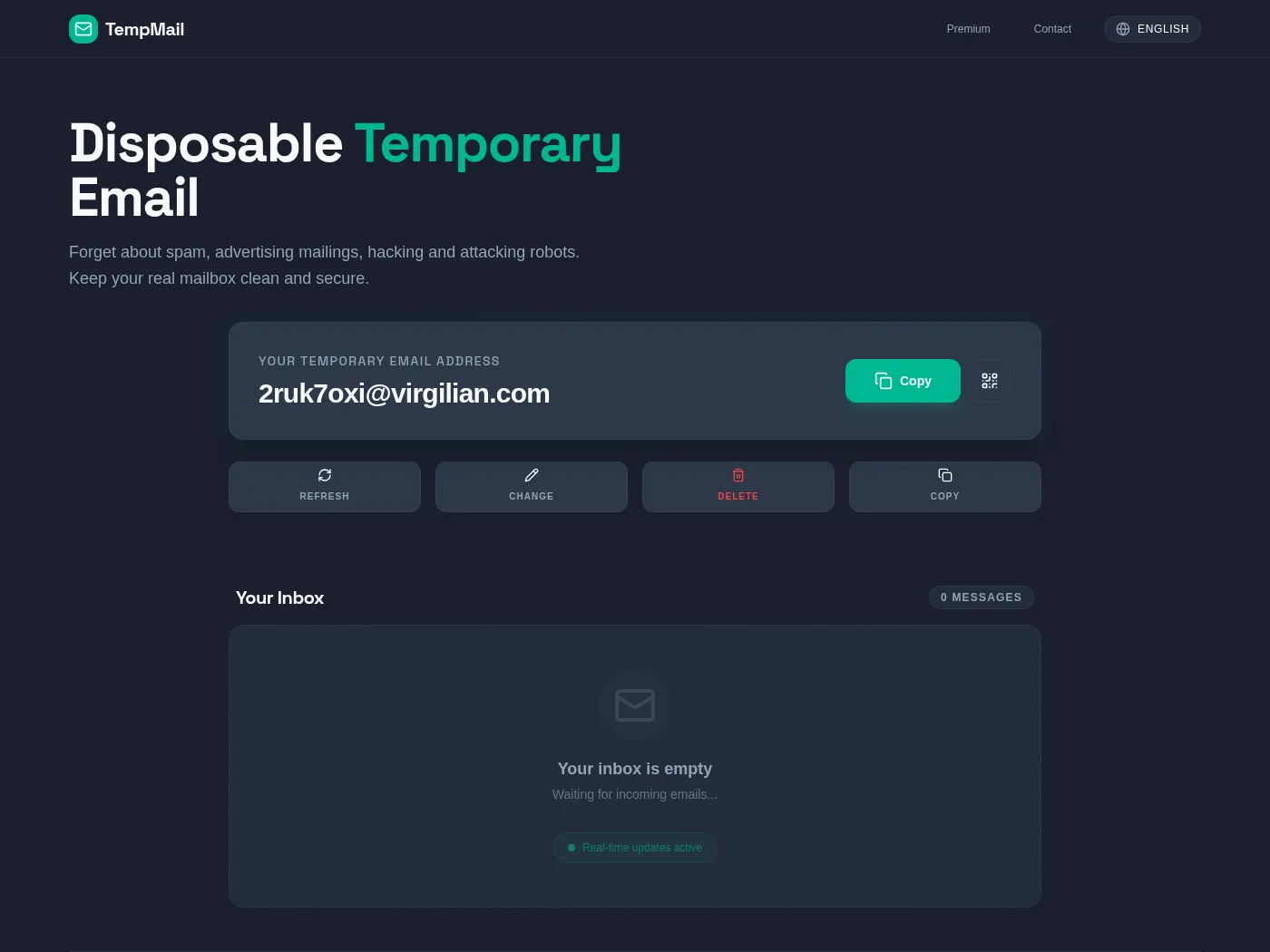 TempMail Web Clone