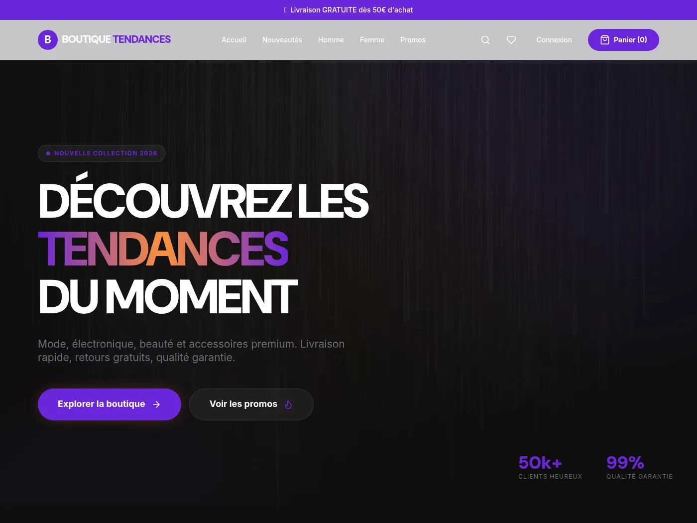 Boutique TENDANCES E-Commerce