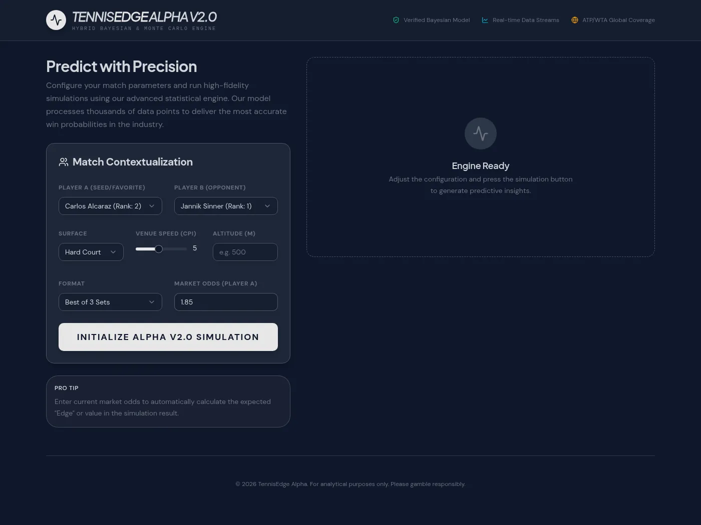 TennisEdge Alpha Simulator