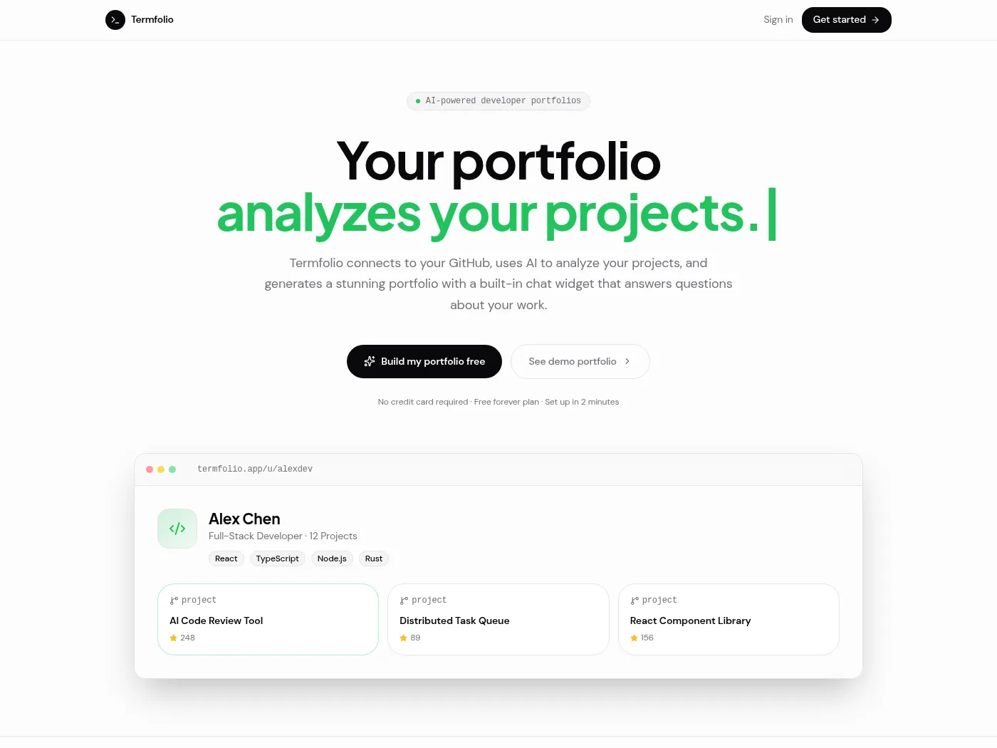 Termfolio AI Portfolio SaaS