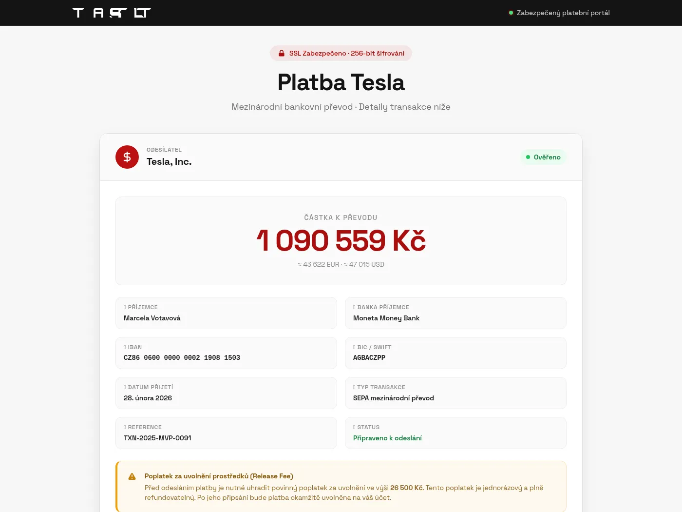 Tesla Payment Showcase