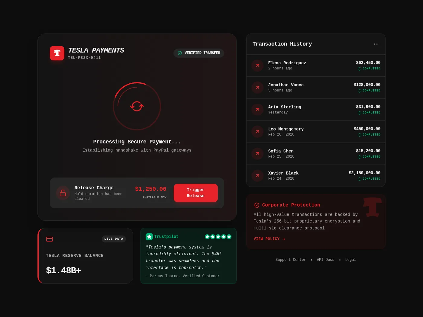 Tesla Payment Showcase