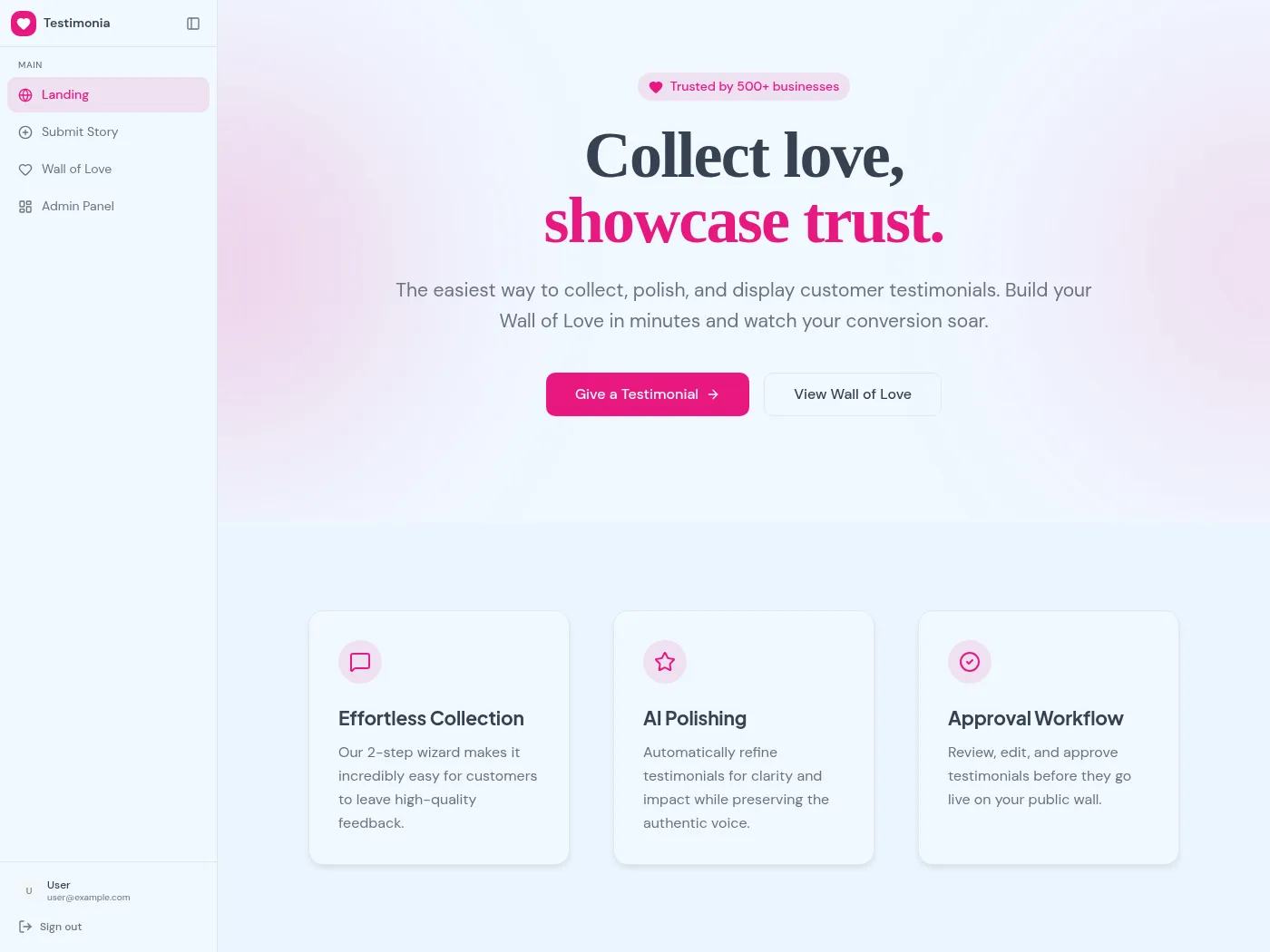 Testimonial AI Wall