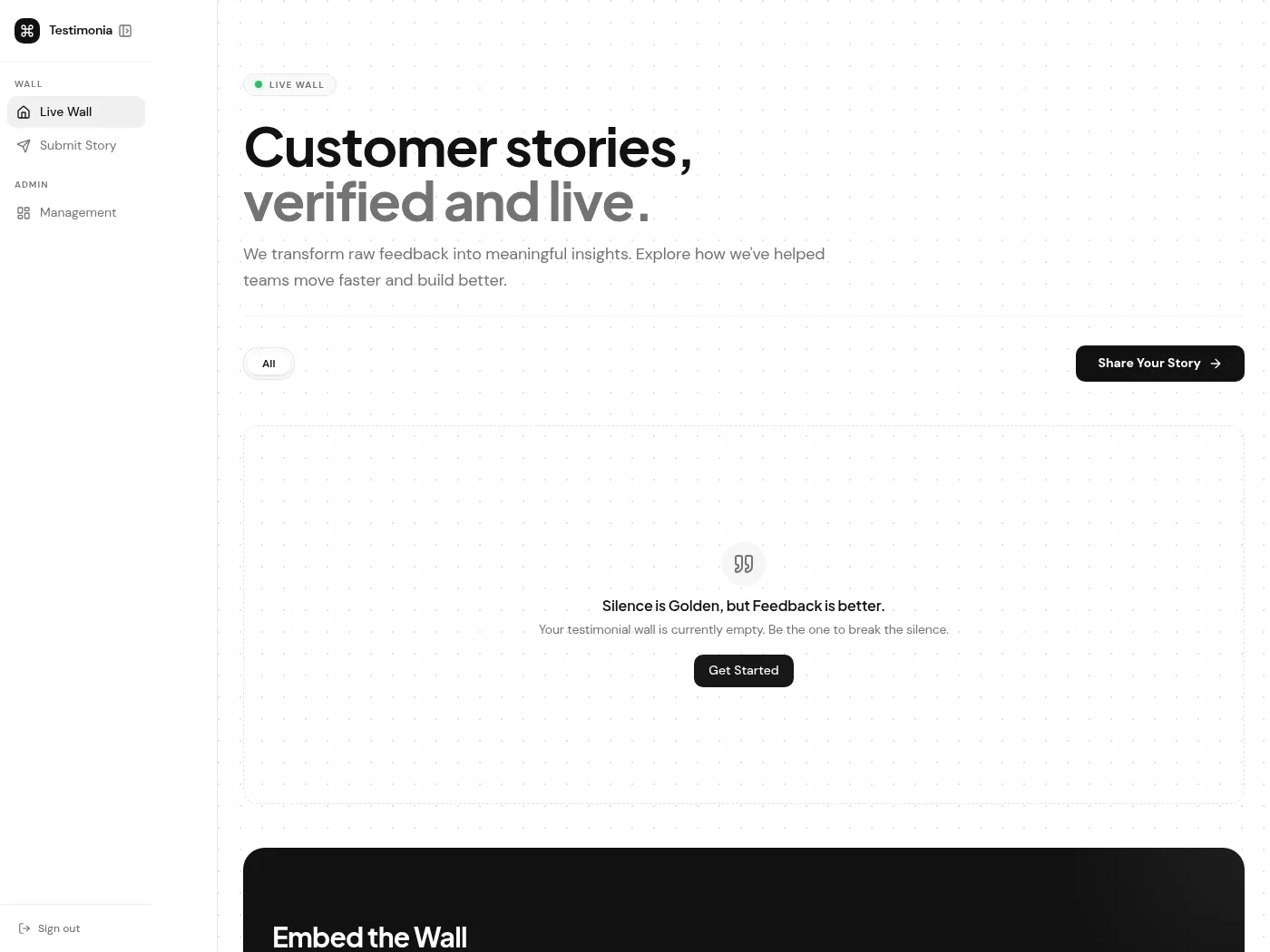 Testimonial AI Wall