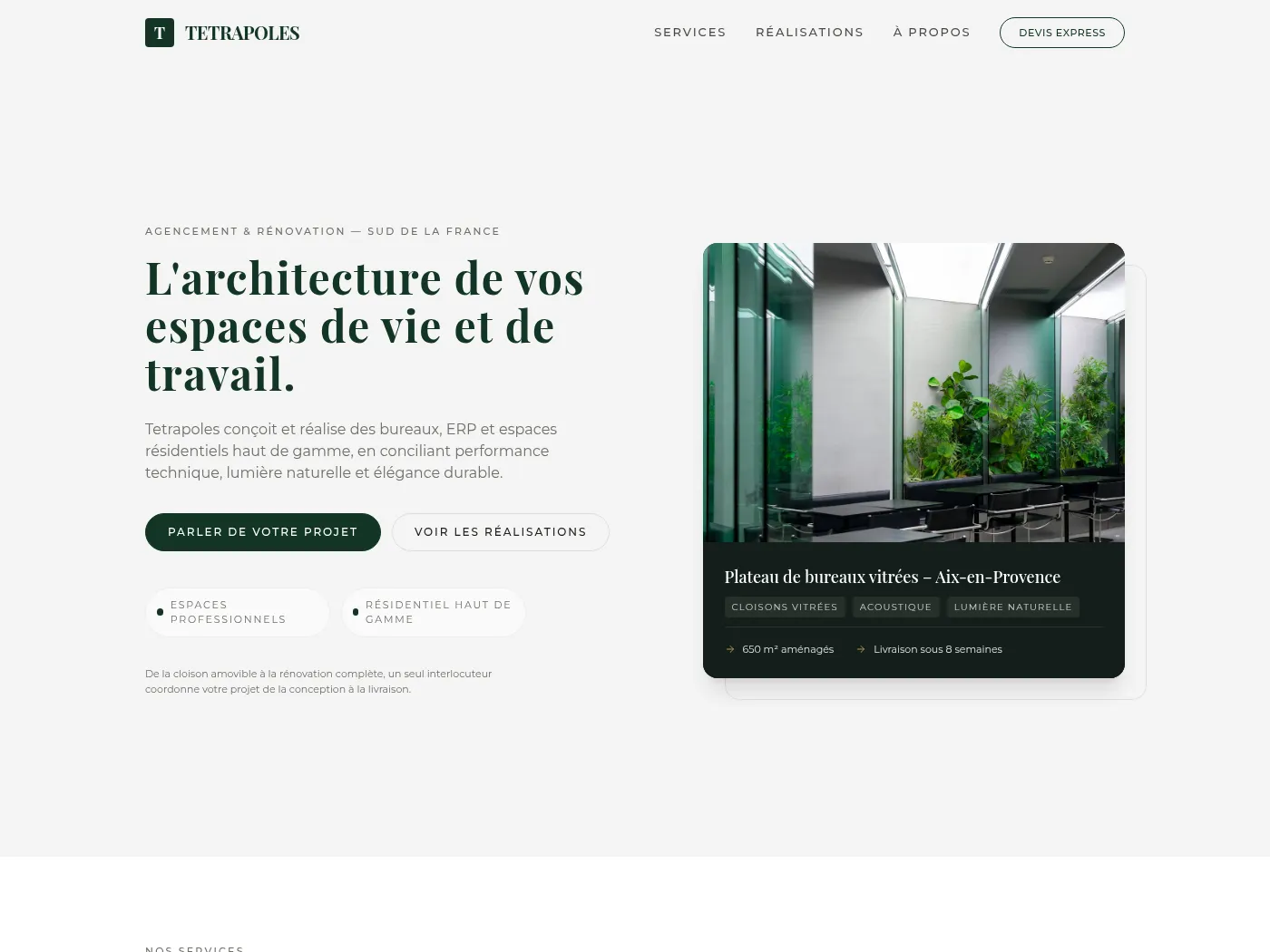 Tetrapoles Web Experience