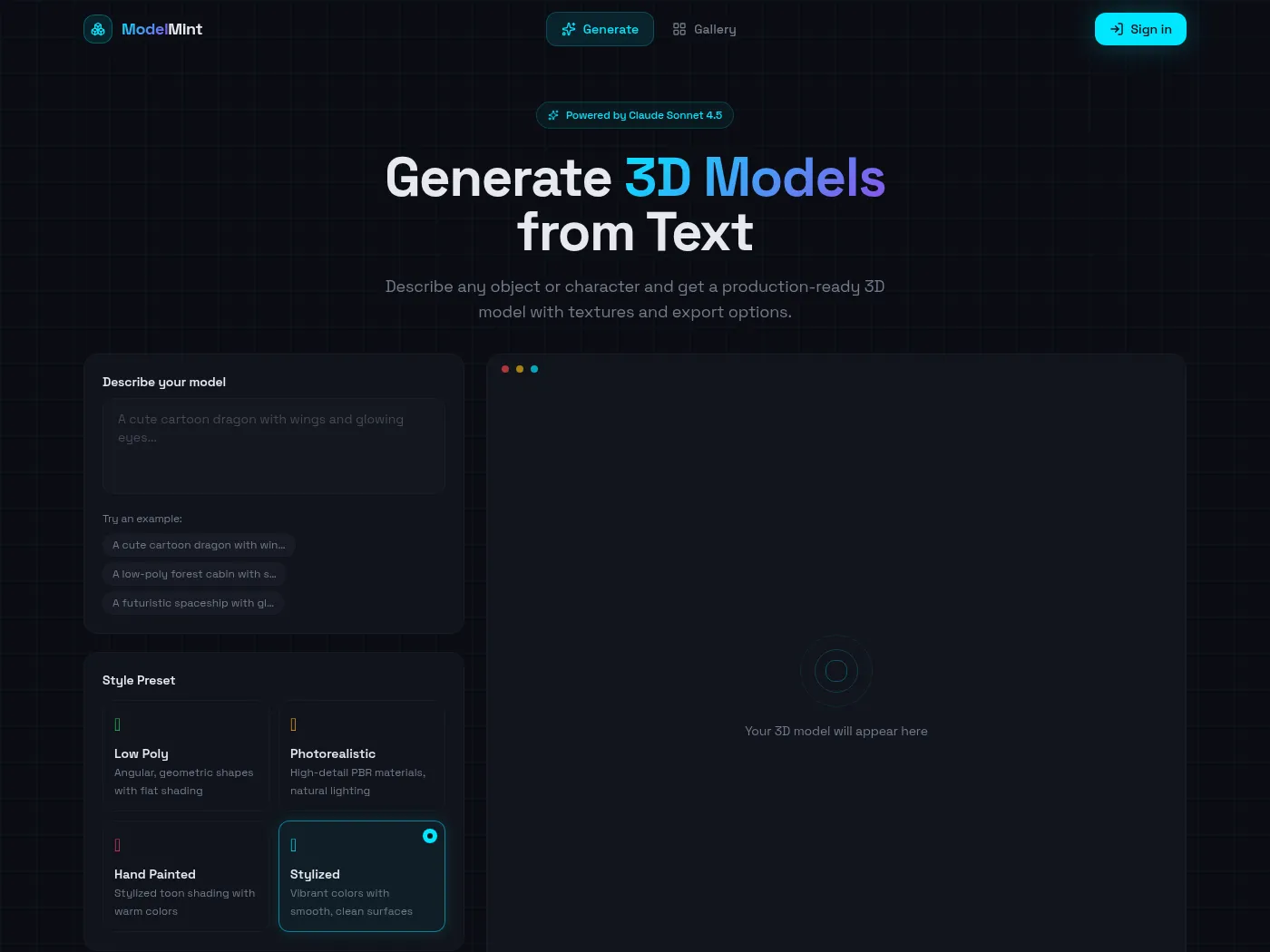 ModelMint 3D Generator