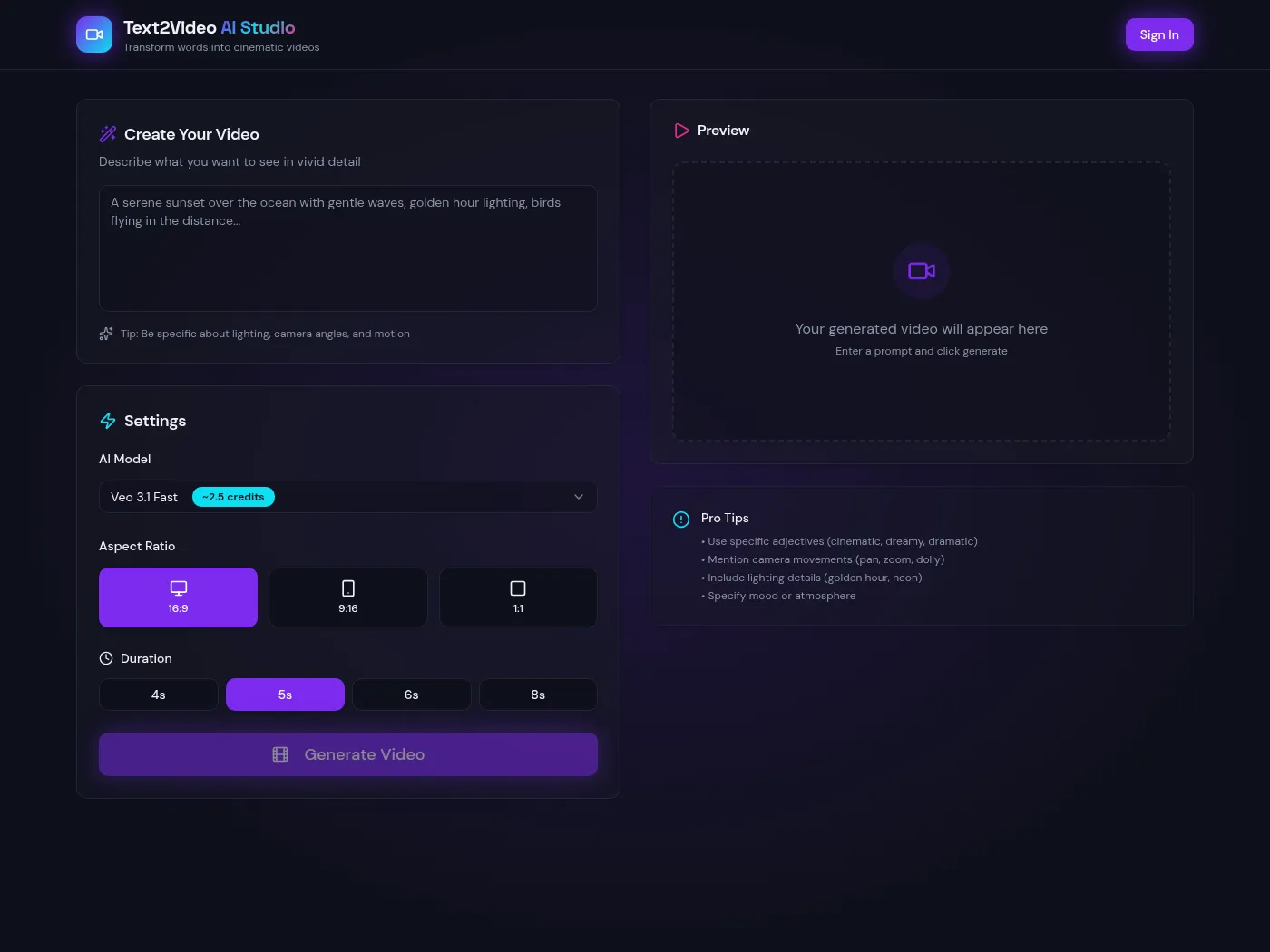 Text2Video AI Studio