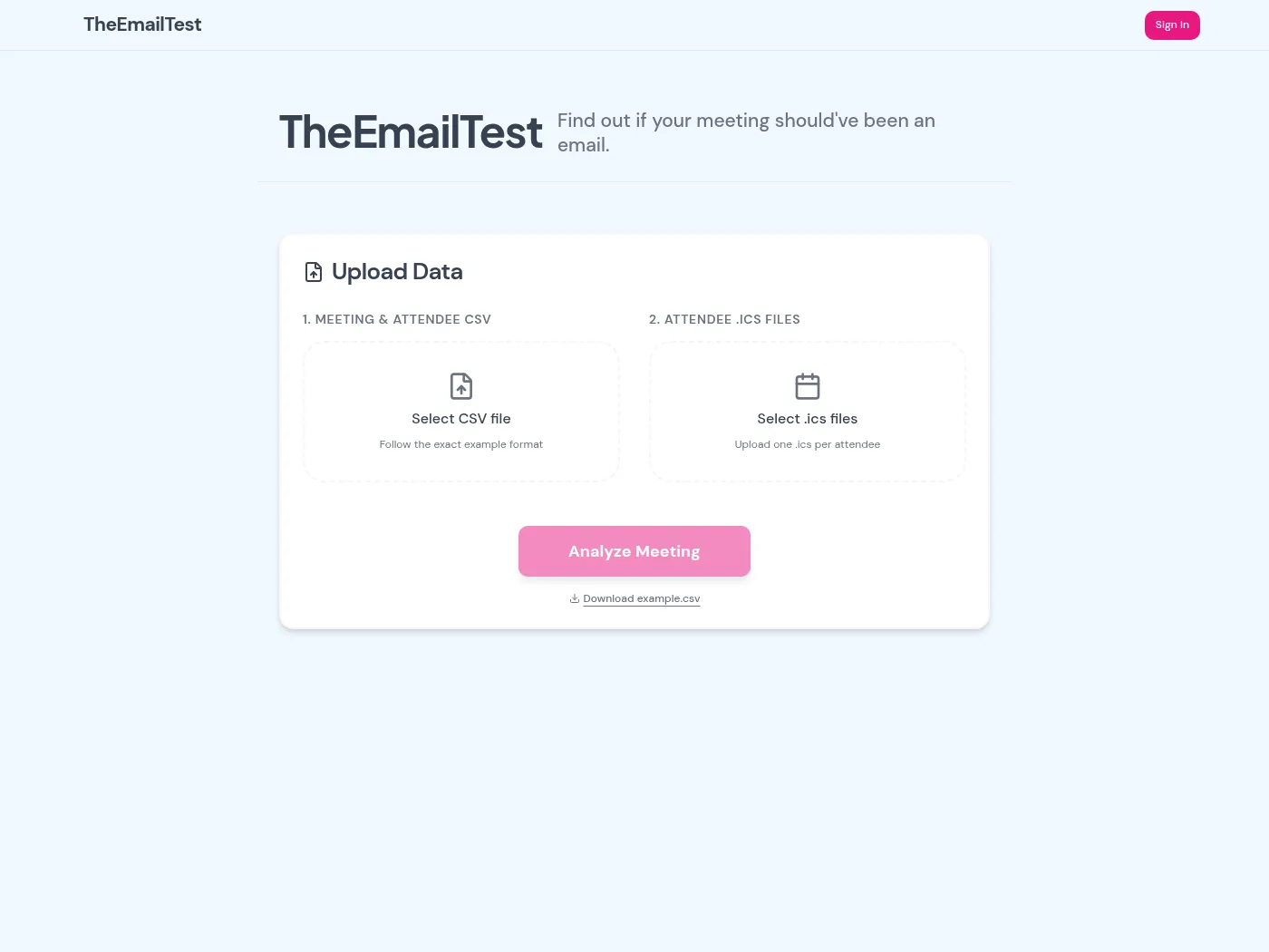 TheEmailTest Meeting ROI Analyzer