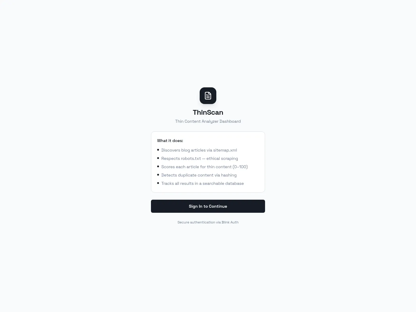 Thin Content Analyzer Dashboard