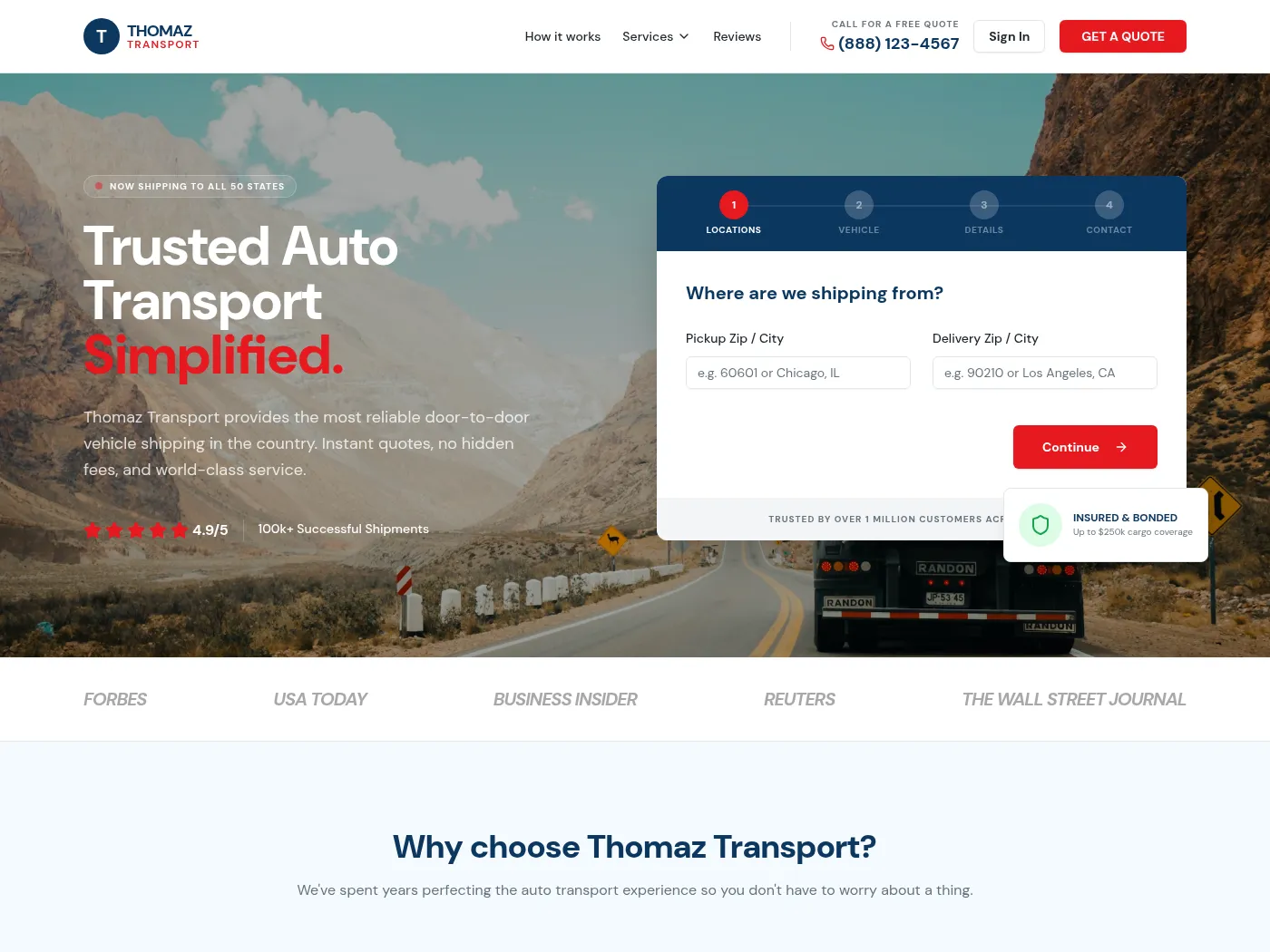 Thomaz Transport Quote Site